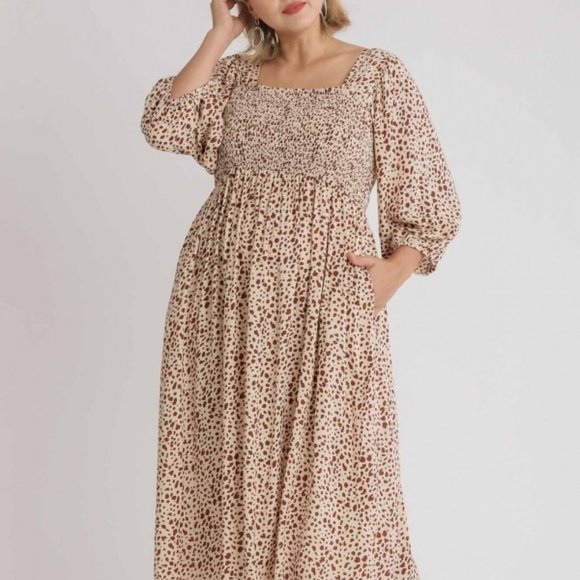 Umgee | Dresses | Umgee Plus Size Cocoa Animal Print Square Neckline ...